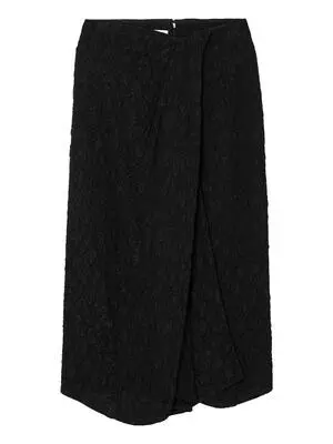 Dries Van Noten Draped Wrap-effect Cloqué Midi Skirt - Black