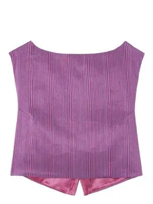 DESTREE Richard Striped Linen-blend Top - Purple