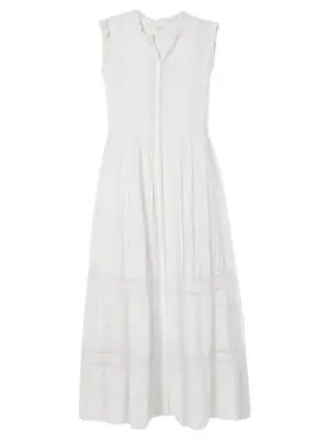 DÔEN Helaine Crocheted Cotton-voile Midi Dress - White