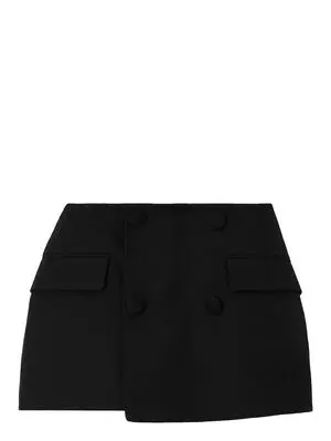 Balmain Wrap-effect Button-embellished Wool Shorts - Black