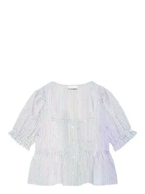 GANNI Striped Blouse - White