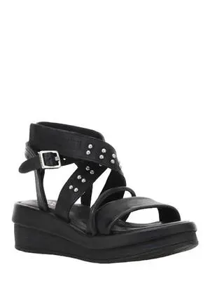A.S.98 Shiloh Studded Wedge Sandals - Black
