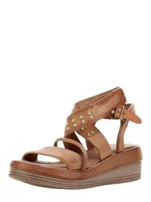 A.S.98 Shiloh Studded Wedge Sandals - Camel