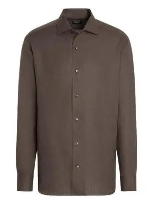 Zegna Oasi Linen Button-up Shirt - Dark Solid Grey