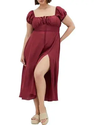 City Chic City Chic Abbigail Puff Sleeve Maxi Dress Cherry