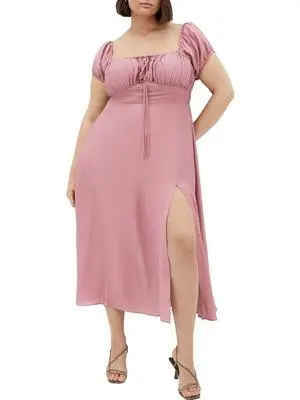 City Chic City Chic Abbigail Puff Sleeve Maxi Dress Rose