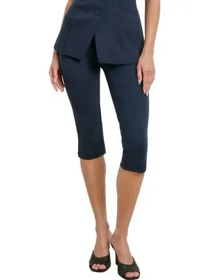 FAVORITE DAUGHTER The Carrie Pedal Pusher Slit Hem Capri Pants - Navy