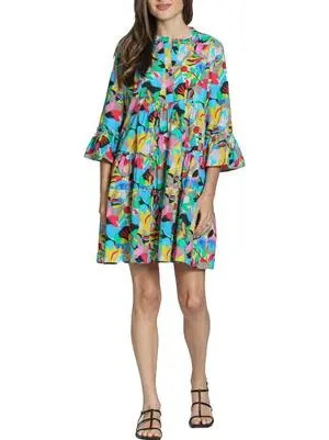 APNY Mix Print Tunic Dress - Bright Blue Multi