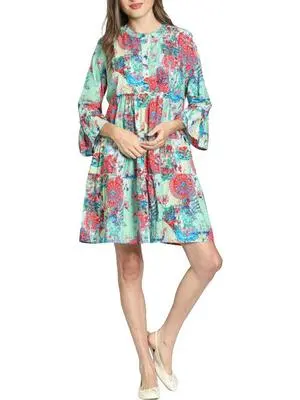 APNY Mix Print Tunic Dress - Mint Green Multi