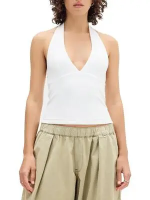 BDG URBAN OUTFITTERS BDG Urban Outfitters Jersey Halter Top White