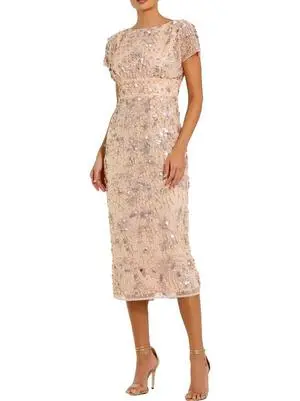Mac Duggal Embellished Midi Dress - Blush