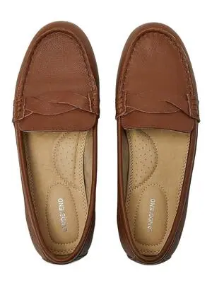 LANDS' END Comfort Leather Slip-on Loafers - Cognac