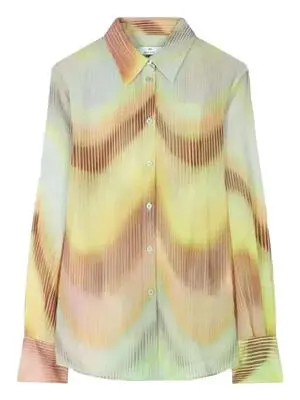 Paul Smith Gradient Wave-print Georgette Shirt - Yellow
