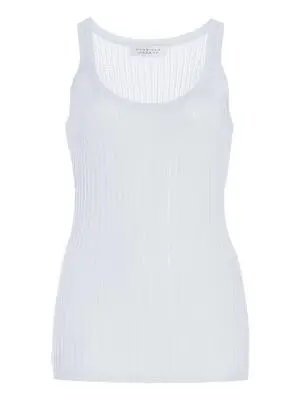 GABRIELA HEARST Nevin Pointelle Knit Tank Top In Light Blue Cashmere Silk