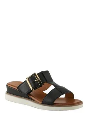 SPRING STEP SHOES Spring Step Seaport Leather Slide Sandal Black