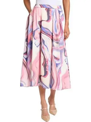 Misook Heritage Fit Watercolor Crepe Maxi Skirt - Viola Multi