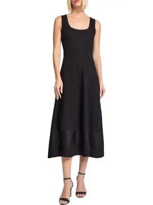 Misook Modern Fit & Flare Midi Dress - Black