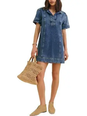 REFORMATION Clark Denim Mini Dress - Greely