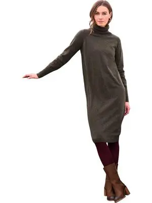 CELTIC & CO. Supersoft Midi Turtleneck Dress - Olive