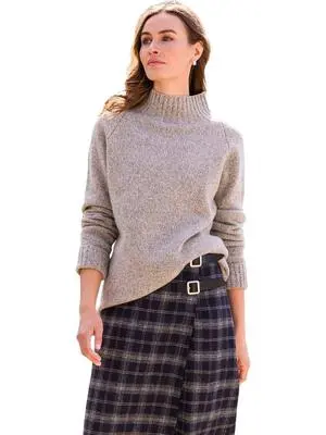 CELTIC & CO. Supersoft Funnel Neck Sweater - Oatmeal Fleck