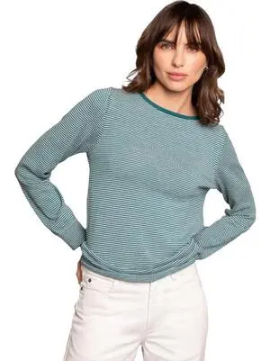 CELTIC & CO. Merino Fine Knit Boat Neck Sweater - Icelandic Microstripe