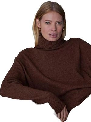 CELTIC & CO. Geelong Wool Slouch Turtleneck Sweater Ember