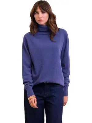 CELTIC & CO. Geelong Wool Slouch Turtleneck Sweater - Indigo