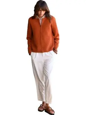 CELTIC & CO. Celtic & Co. Zip Through Merino Wool Jacket Burnt Orange