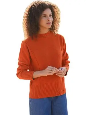 CELTIC & CO. Exposed Seam Lambswool Sweater - Burnt Orange