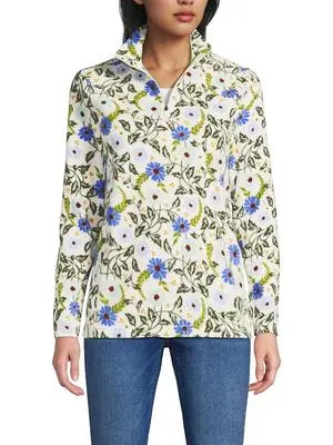 LANDS' END Fleece Quarter-zip Pullover - Blue Allover Floral