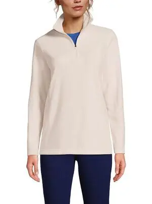 LANDS' END Fleece Quarter-zip Pullover - Ivory Latte