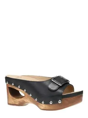 Dansko Adeline Platform Wedge Slide Sandal Black Calf