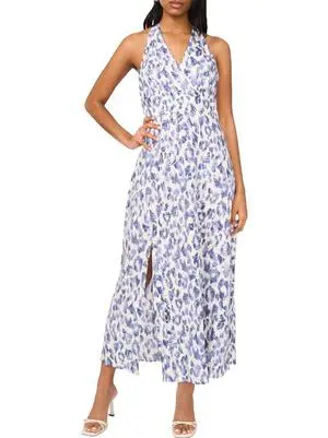 Halogen Print Halter Maxi Dress - Moonlight Blue
