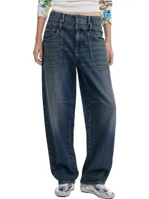 Desigual High-waist Boyfriend Jeans - Medium Blue