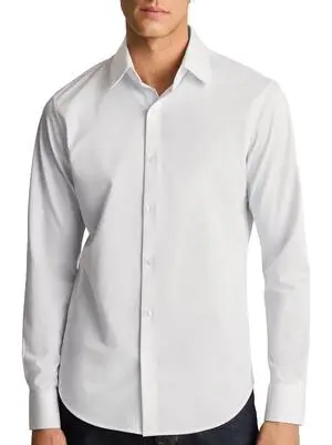Bonobos Tech Solid White Performance Cotton Blend Piqué Button-up Shirt - Birds Eye Texture V2 C4