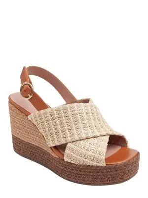 Linea Paolo Valery Wedge Sandal - Natural/ Cognac