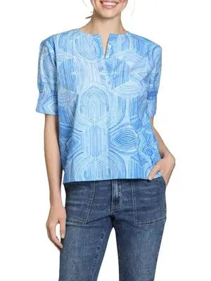 APNY Print Short Sleeve Top - Blue/white
