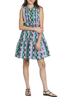 APNY Pintuck Sleeveless Cotton Dress - Purple Multi