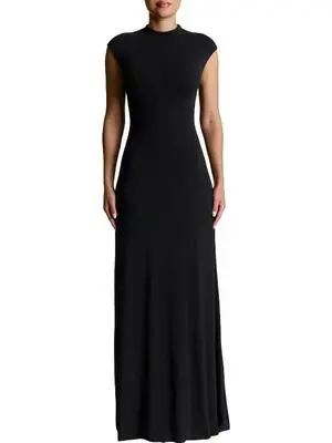 Naked Wardrobe Mock Neck Cap Sleeve Dress - Black