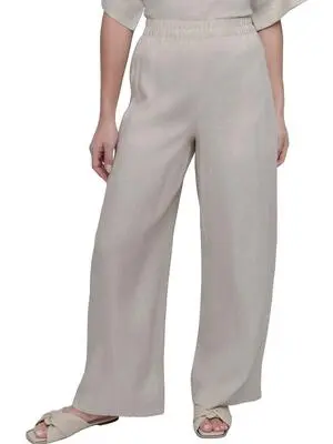 Dkny DKNY Wide Leg Linen Pants Natural