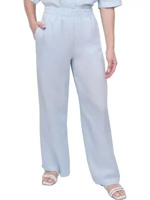 Dkny DKNY Wide Leg Linen Pants Skyway Blu