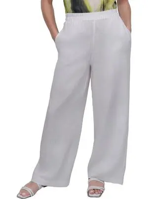 Dkny Wide Leg Linen Pants - White