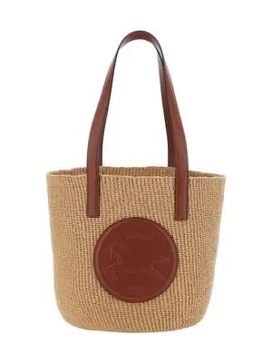 Chloé Chloé Raffia Tote Bag With Leather Straps Beige