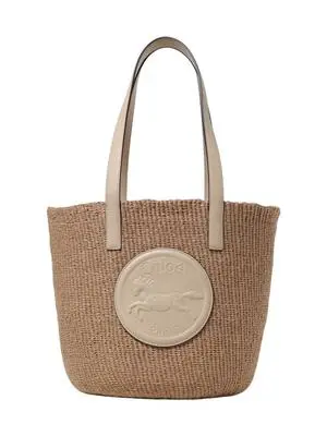 Chloé Chloé Raffia Tote Bag With Leather Straps White