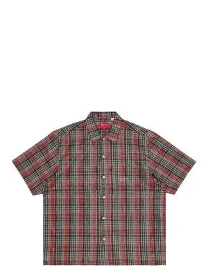 Supreme Metallic Plaid Short-sleeve Shirt - Red