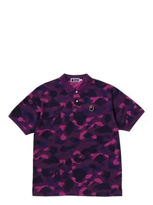 A BATHING APE Camo Large Ape Head Relaxed Fit Polo Shirt - Purple