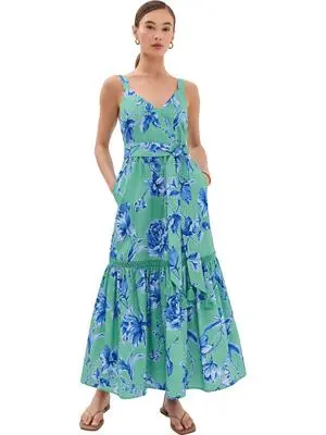 Figue Corinne Floral-print Midi Dress - Floral Sketch Apple Green