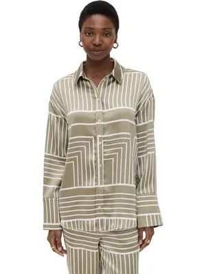 4TH & RECKLESS Amira Striped Shirt - Sage Print