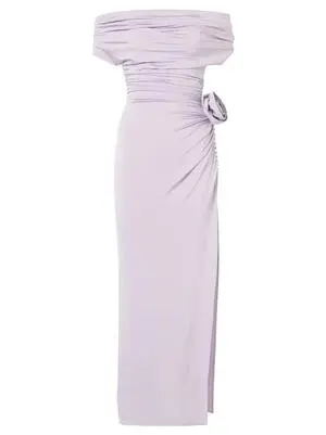 Magda Butrym Draped Floral-appliqué Jersey Maxi Dress - Purple