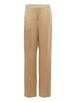 JOSEPH Tawa Silk Satin Straight Pants - Beige
